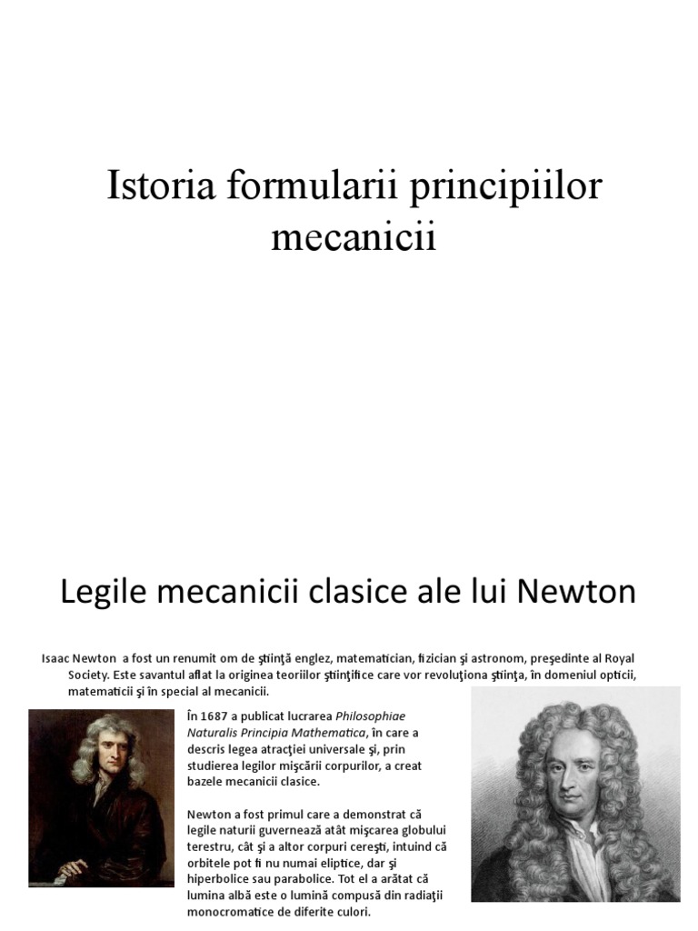 Istoria Formularii Principiilor Mecanicii | PDF