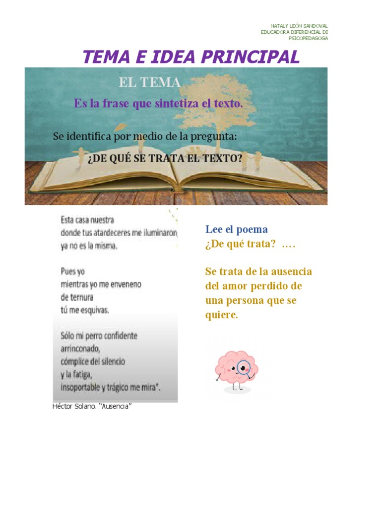 Identificación de Tema e Idea Central | PDF | Relaciones personales ...