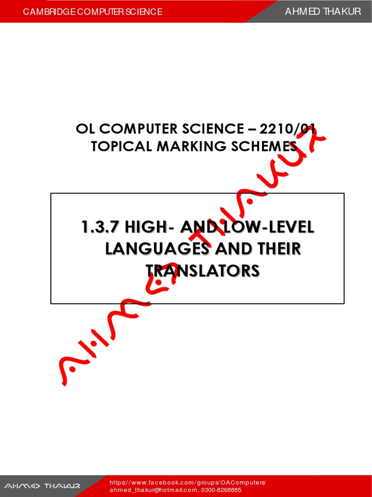 1.3.7 High - and Low Level Languages and Their Translators ANS | Download Free PDF | Computer ...