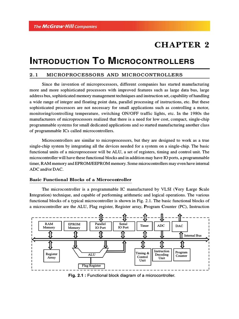 Ntroduction O Icrocontrollers: Fig. 2.1: Functional Block Diagram of A Microcontroller | PDF ...