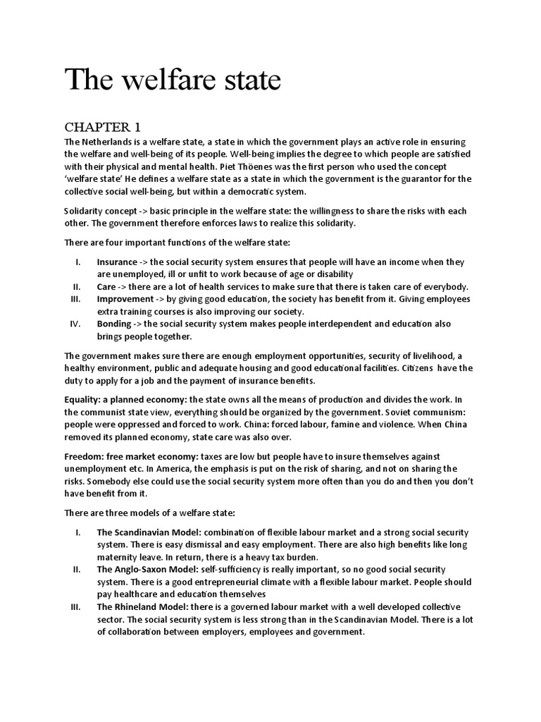 Social Studies Summary Welfare State | PDF | Welfare | Welfare State