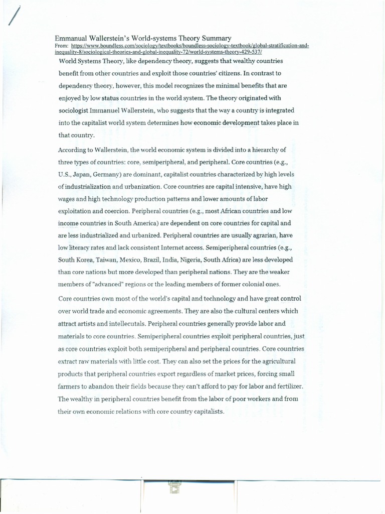 Wallerstein's Core-Periphery Model Explained | PDF | World Systems ...