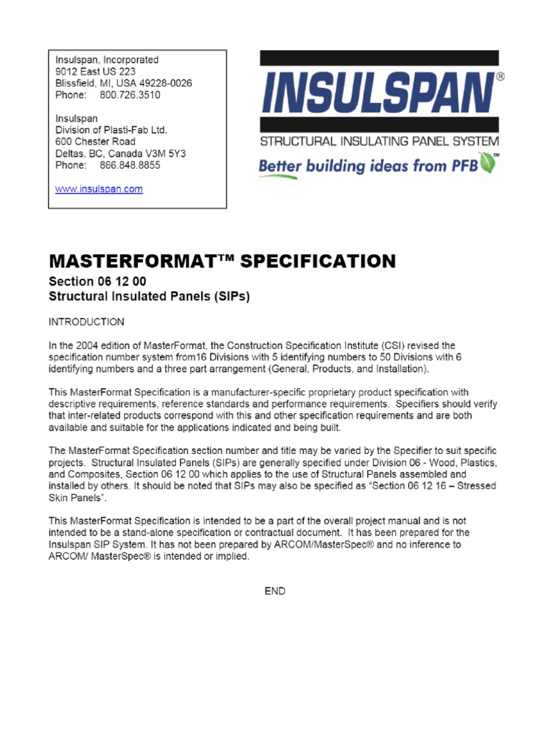 MASTERFORMAT SPECIFICATION - PDF | PDF