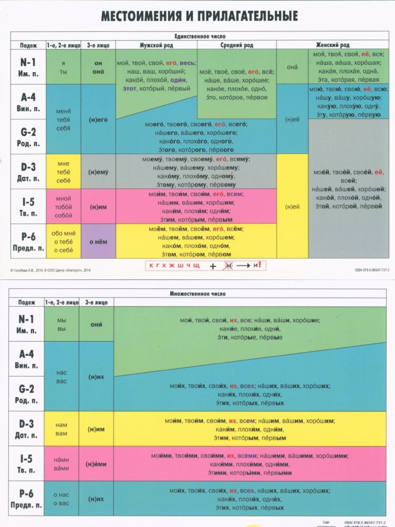 Russian Possessive Pronouns Chart 2 | PDF