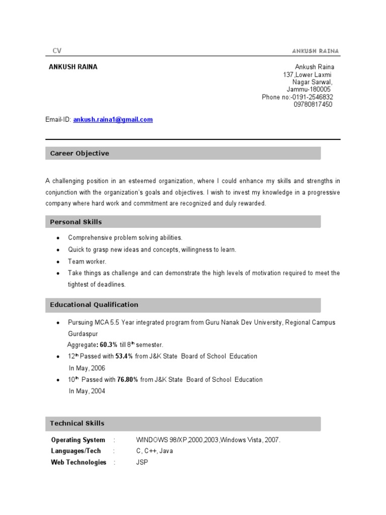 Ankush Resume | PDF | Microsoft Access | Microsoft Windows