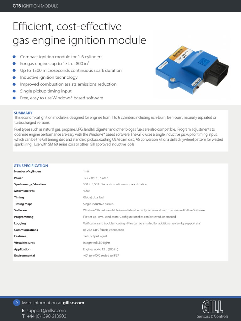 Efficient, Cost-Effective Gas Engine Ignition Module: Gt6 Specification ...