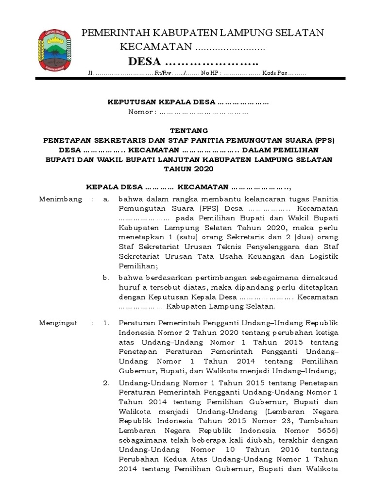 Contoh SK SEK PPS | PDF