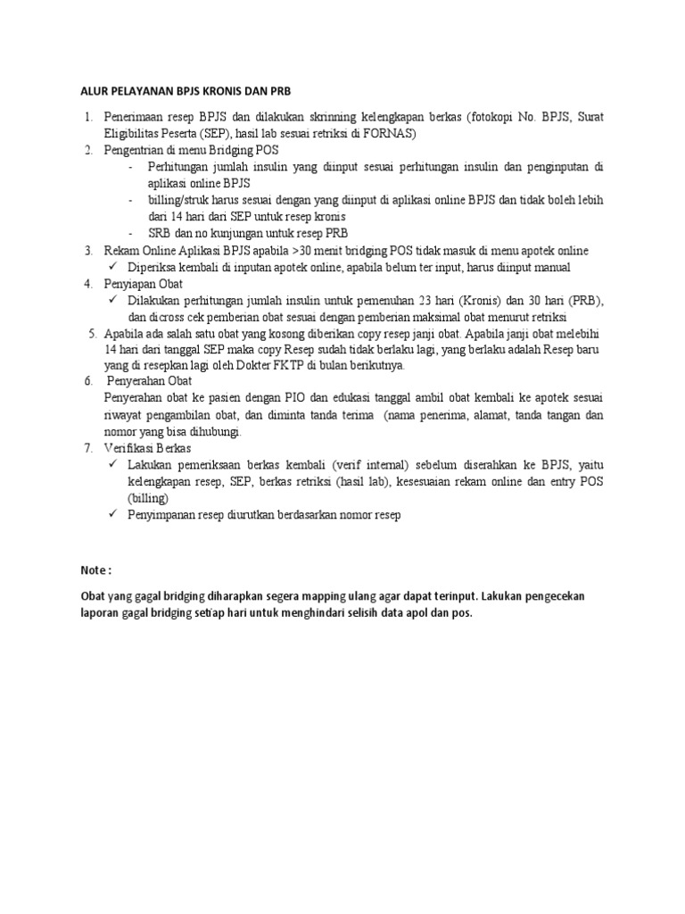 Alur Pelayanan BPJS Kronis Dan PRB | PDF