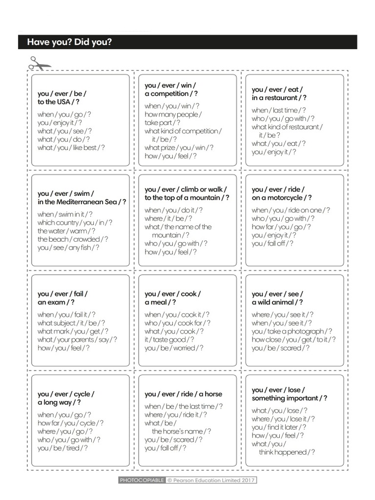 Present Perfect - Past Simple Speaking Cards | PDF
