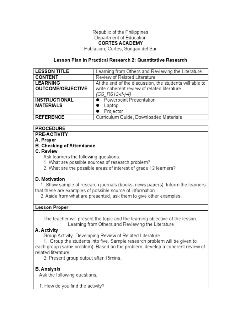 RANKING Lesson Plan in Practical Research 2 | PDF | Lesson Plan | Teaching