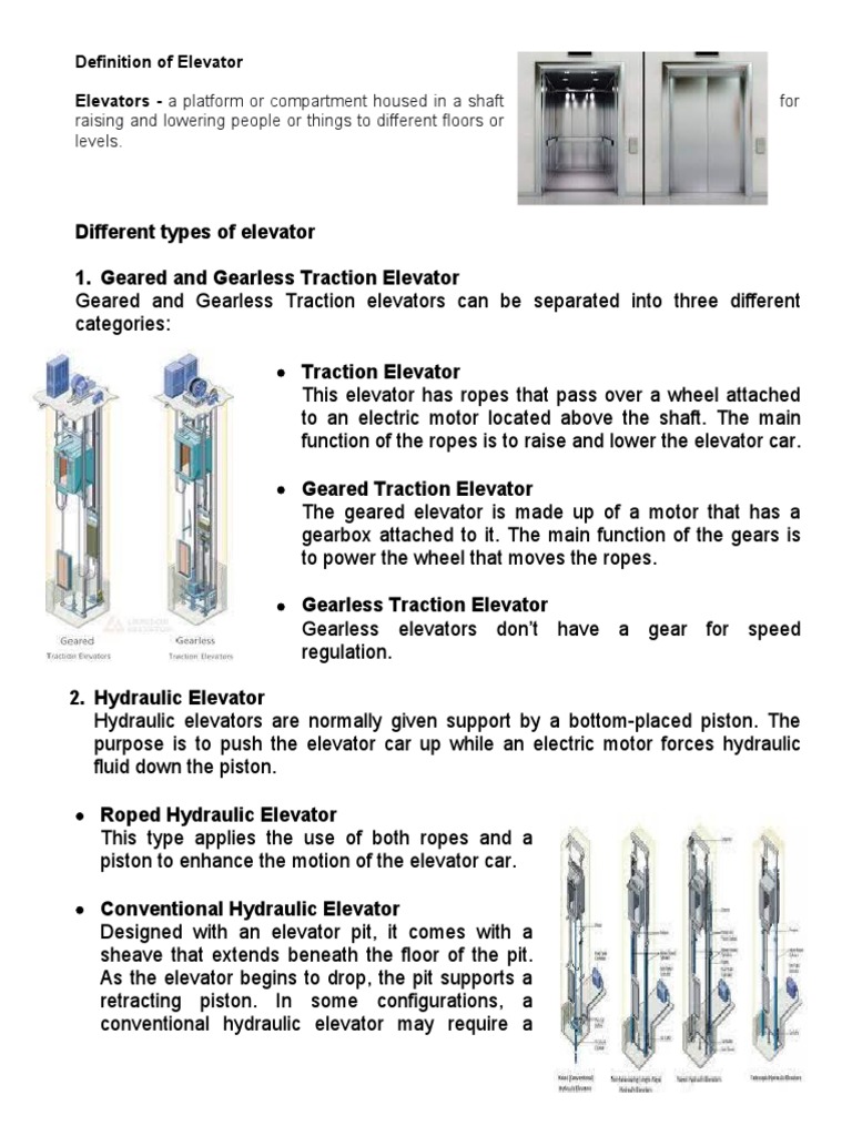 Different Types of Elevator 1. Geared and Gearless Traction Elevator ...