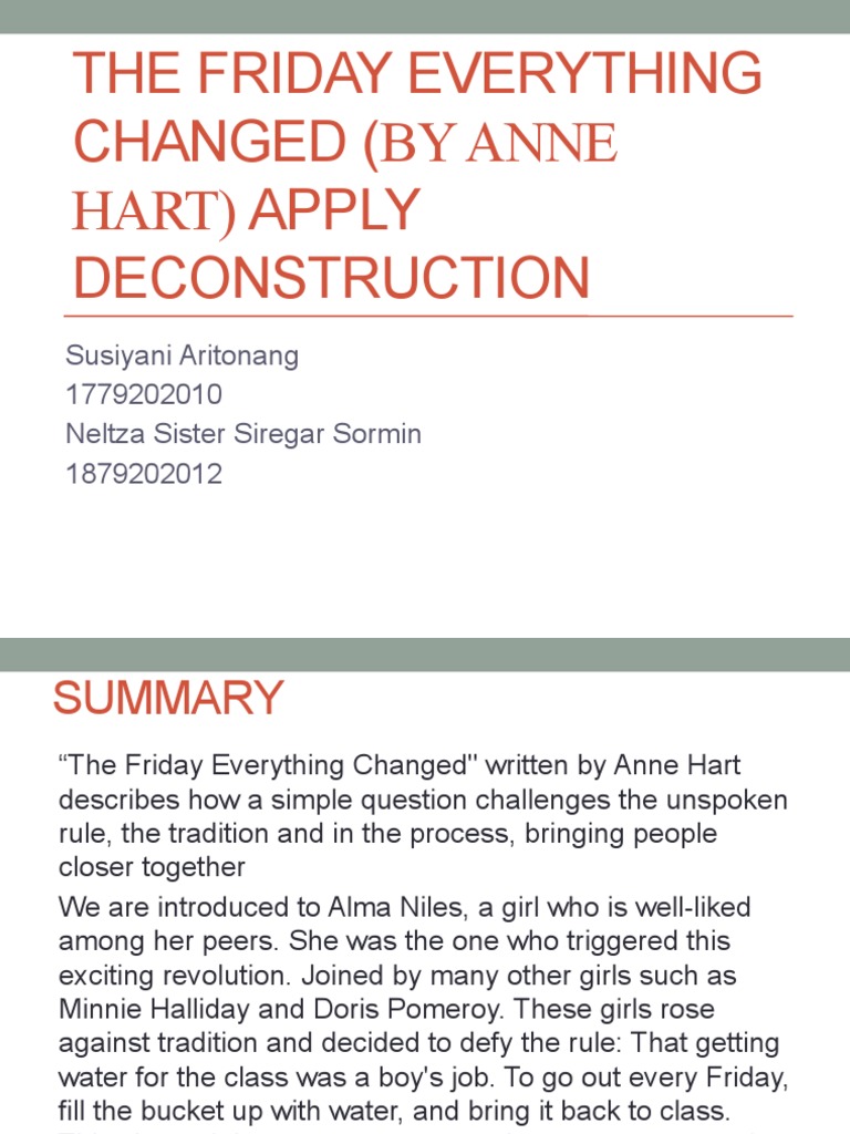 Analysis Deconstruction The Friday Everything Changed | PDF ...