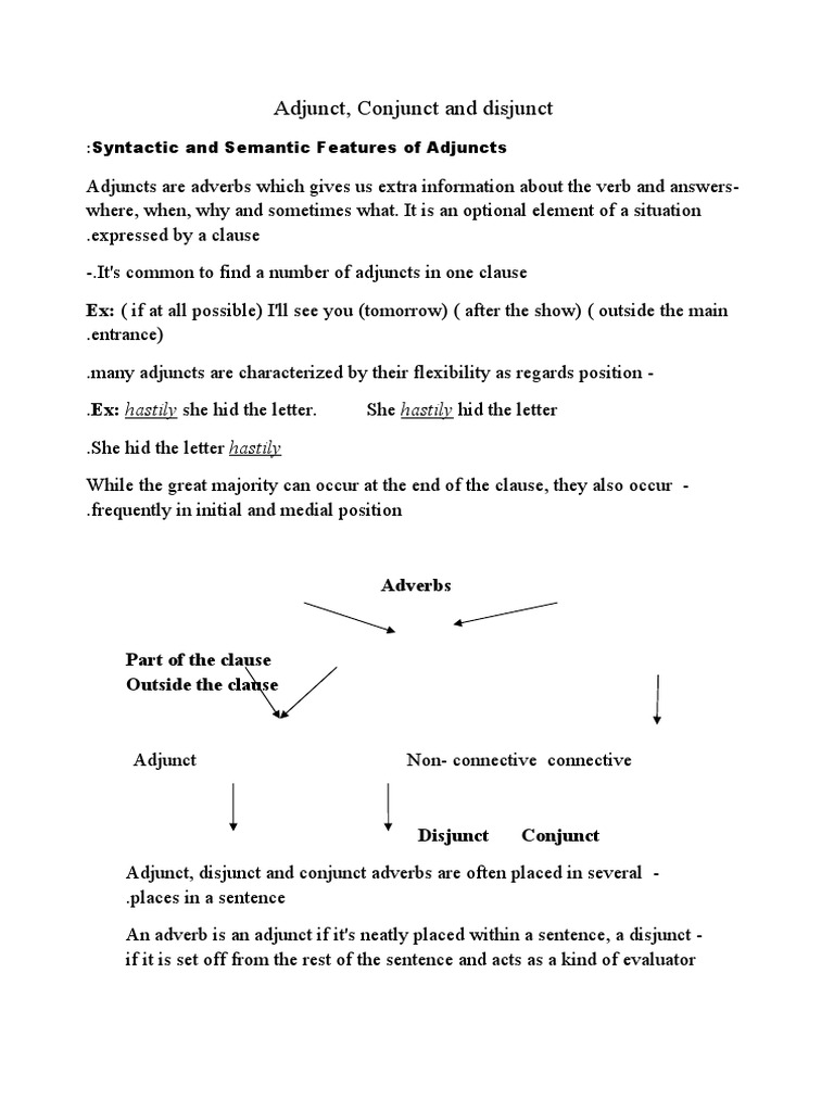 Adjunct, Conjunct and Disjunct: Ex: (If at All Possible) I'll See You ...