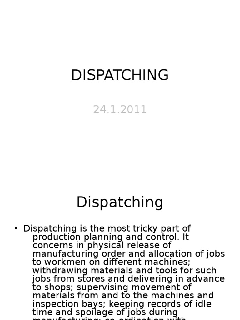 DISPATCHING | PDF | Business