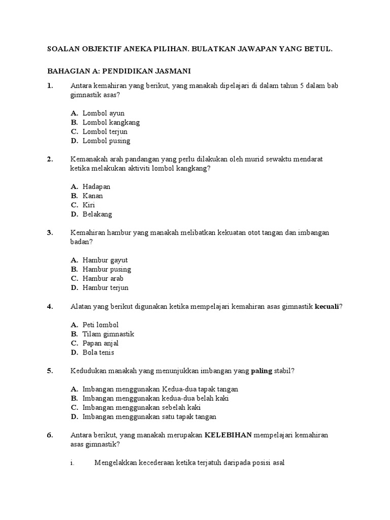 PJK Tahun 5 2021 | PDF