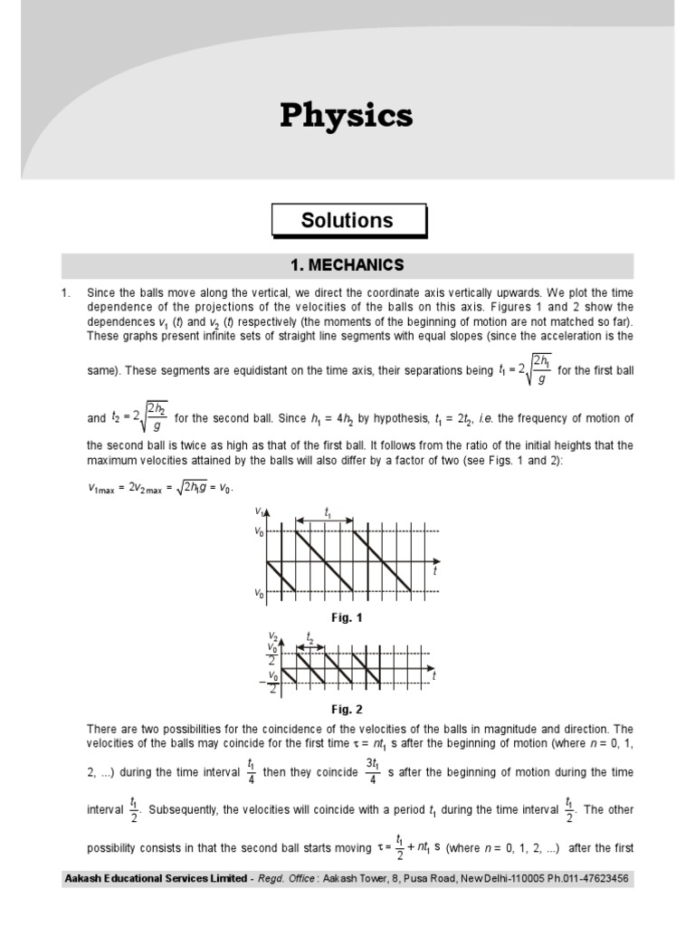 Book Crunch-1 - Solution (Phy) | PDF | Rotation Around A Fixed Axis | Torque