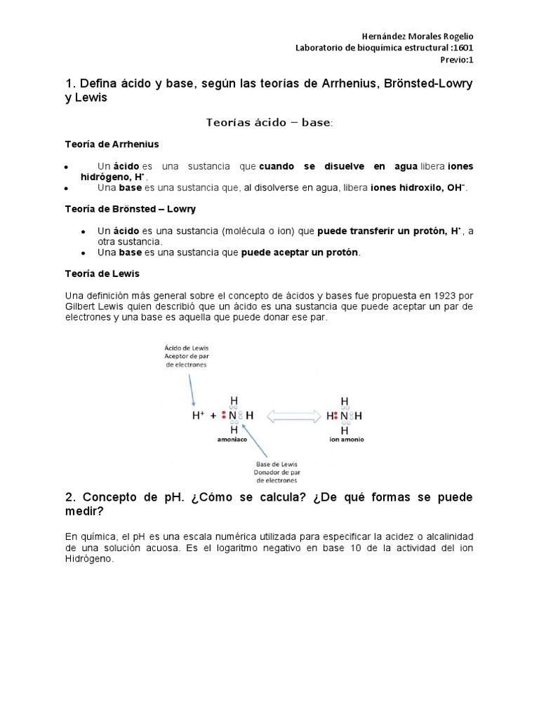 Bioquimica Labo Previo1 | PDF | Ph | Solución tampón