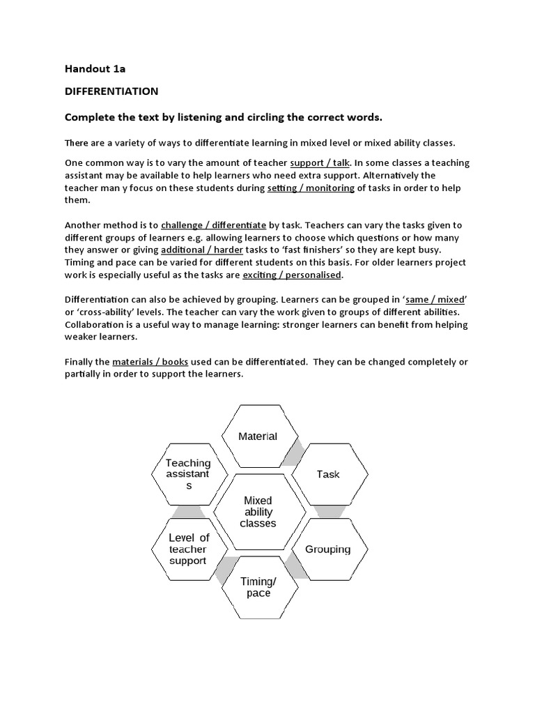 Handouts Day 2 Differentiated Materials | PDF | Teachers | Learning