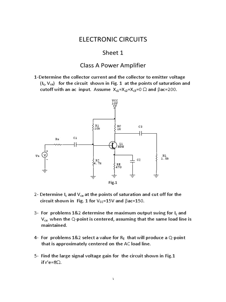 Analysis of Class A Power Amplifier Circuits: Collector Current ...