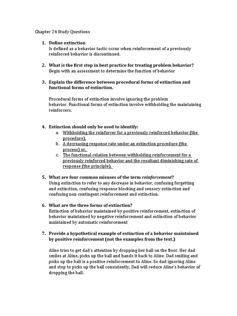 Chapter 24 Study Questions | PDF | Reinforcement | Psychological Theories