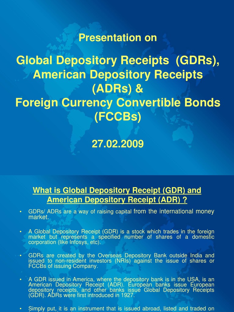 Presentation On ADR GDR and FCCB - 27.02.09 | PDF | American Depositary ...