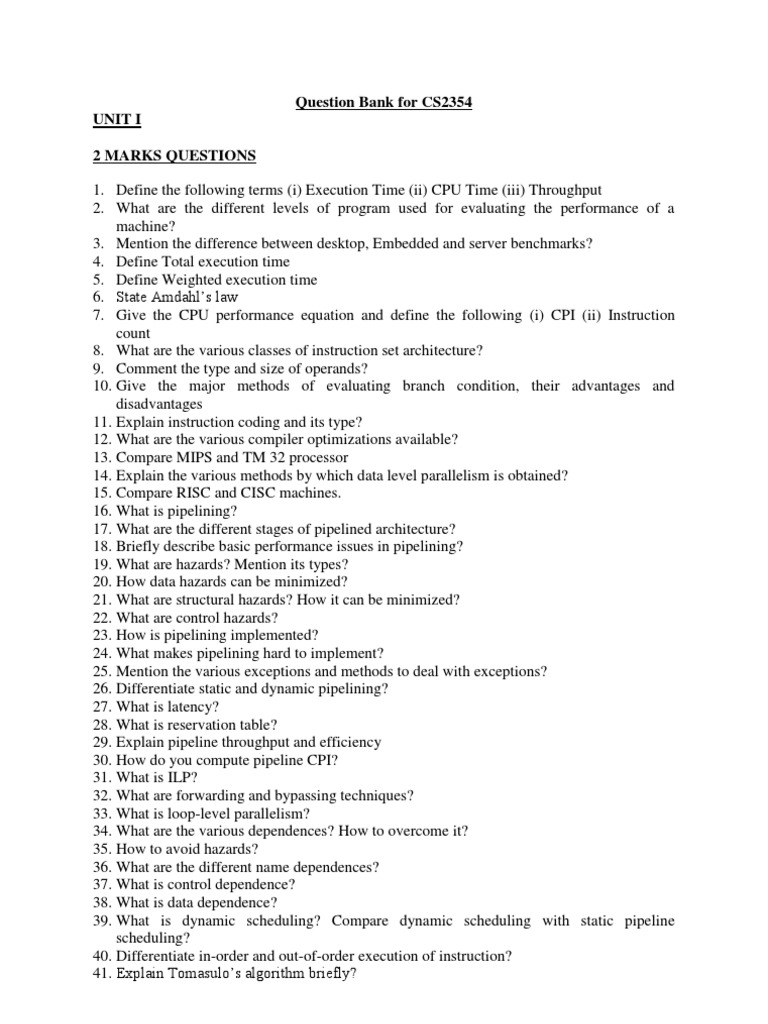 Question Bank | PDF | Cpu Cache | Parallel Computing