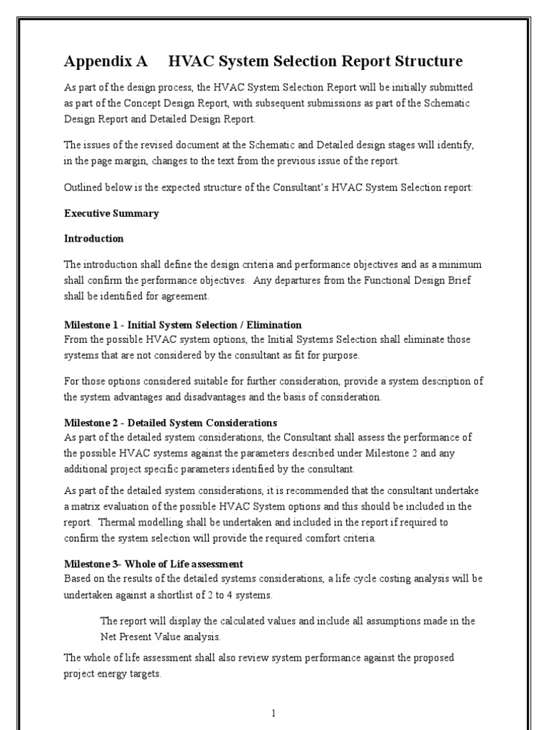 HVAC System Selection Report Appendices Appendix A Extract | Download ...