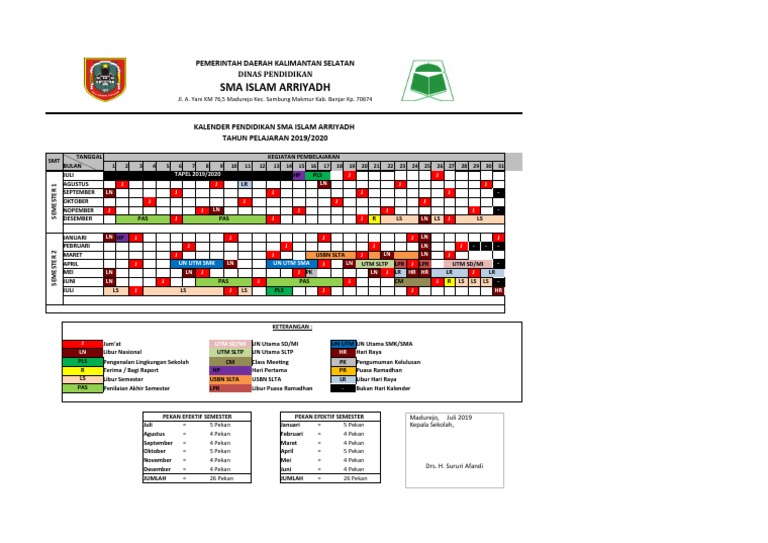 Kalender Sekolah Sma 2019 2020 | PDF