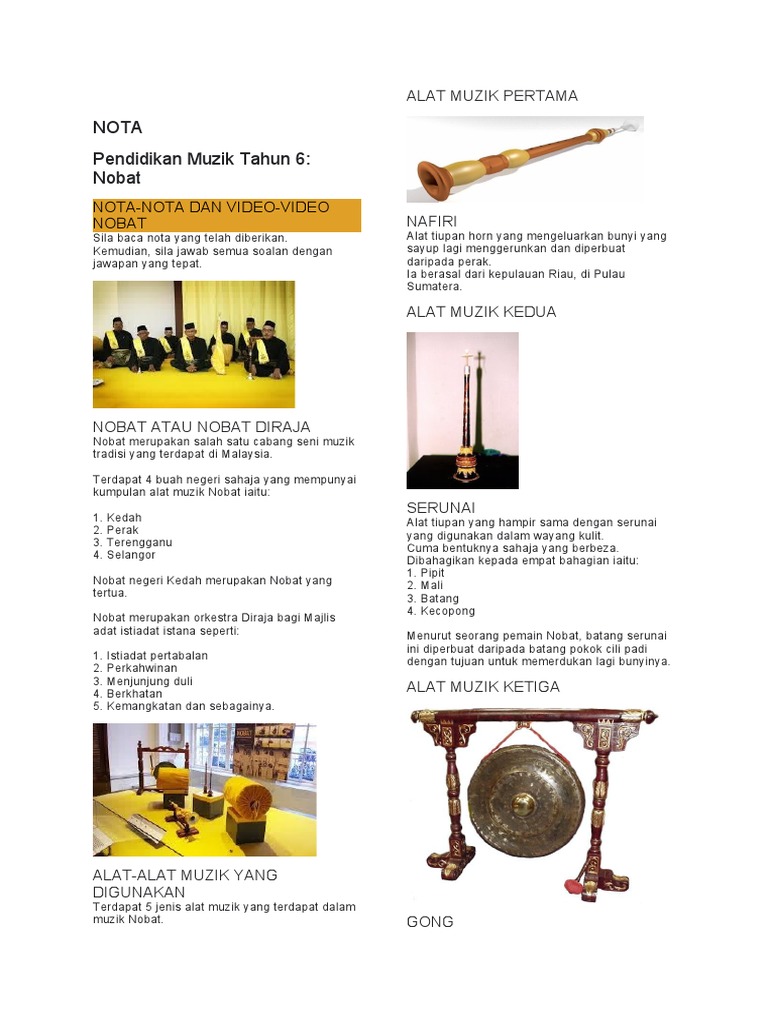 2021 M20 Pendidikan Muzik Tahun 6 Nobat | PDF