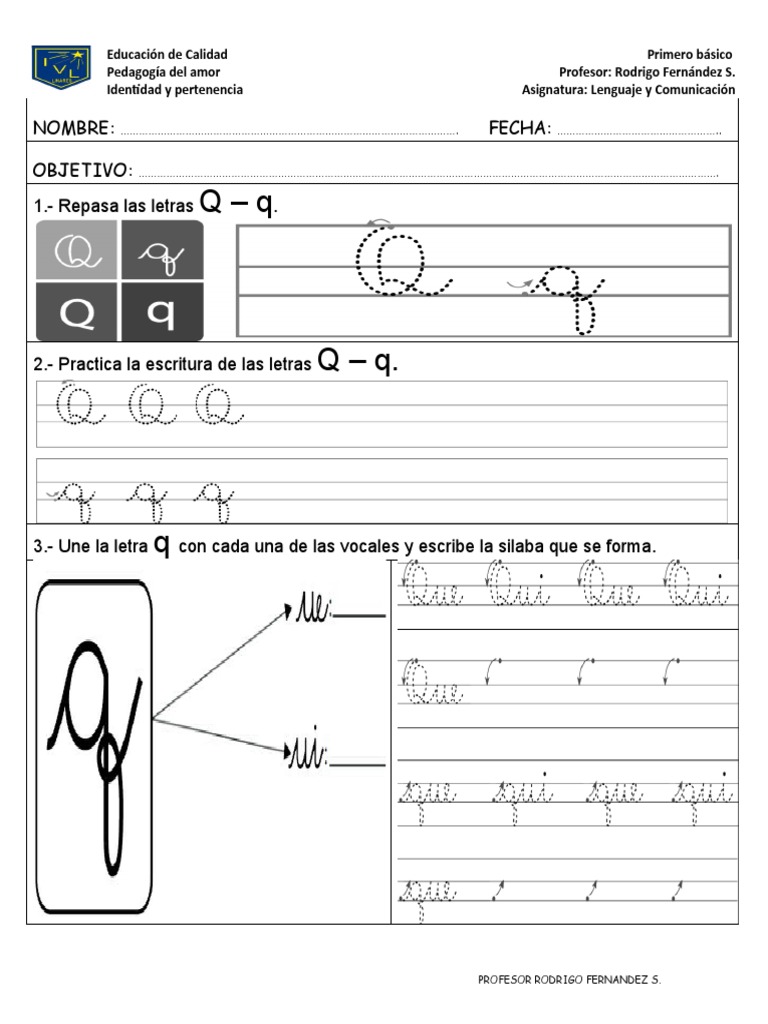 Guia Lenguaje Letra Q | PDF