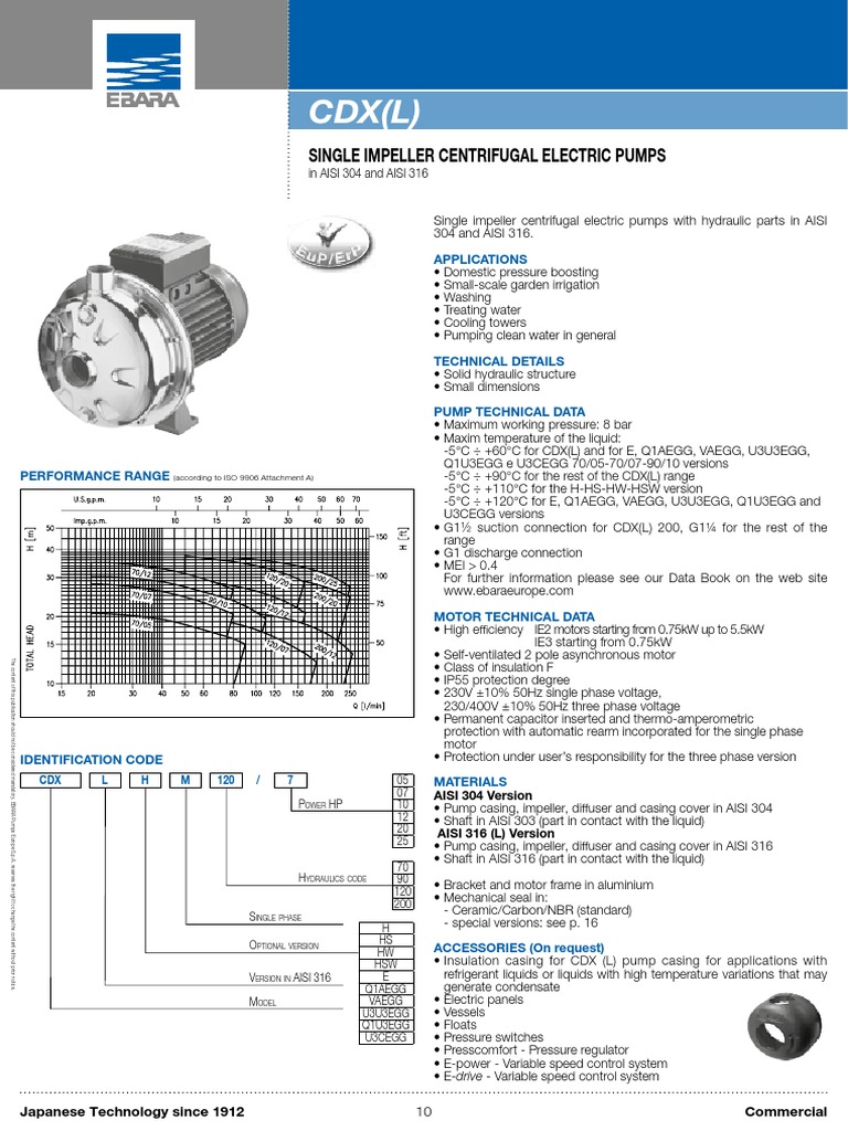 Ebara CDX (L) 50hz | PDF | Pump | Chemical Engineering