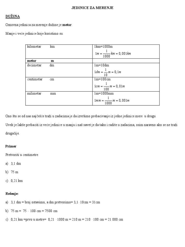 Jedinice Za Merenje-Formulice | PDF