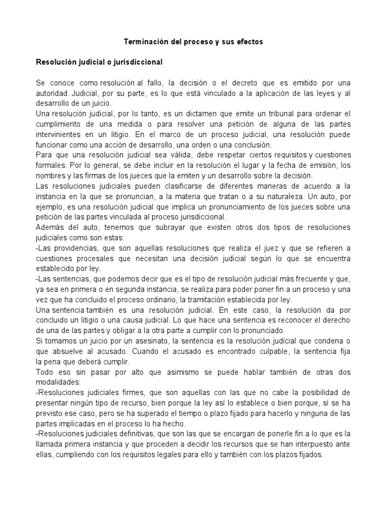 Terminación Del Proceso y Sus Efectos | PDF | Sentencia (ley) | Ley ...