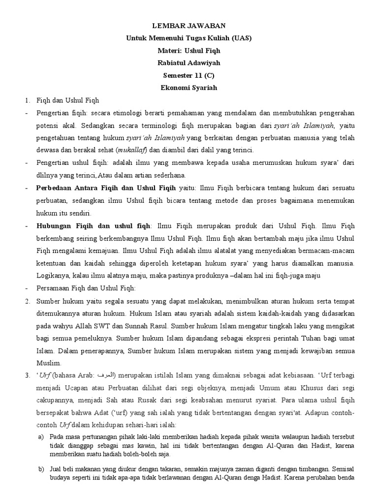 Fiqh dan Ushul Fiqh dalam Kehidupan | PDF