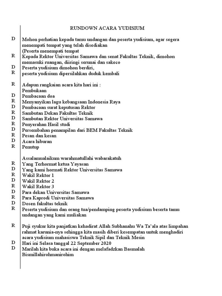 Rundown Acara Yudisium | PDF