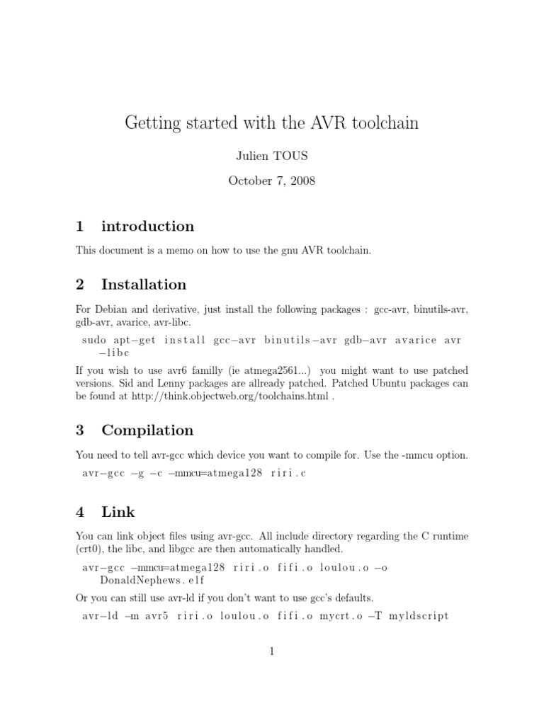 Getting Started With The Avr Toolchain Julien Tous October 7 2008 Pdf Operating System