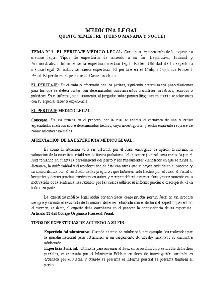 Peritaje Médico-Legal: Conceptos y Tipos | PDF | Testigo experto ...