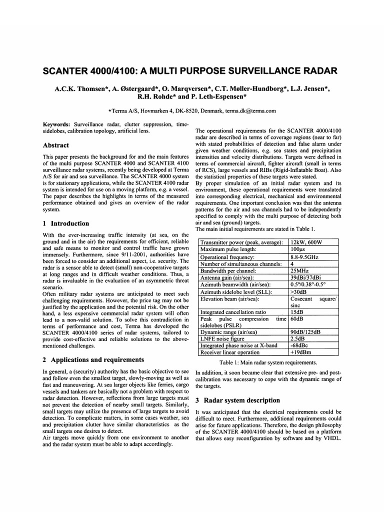 Scanter 4000/4100: A Multi Purpose Surveillance Radar | PDF | Radar ...