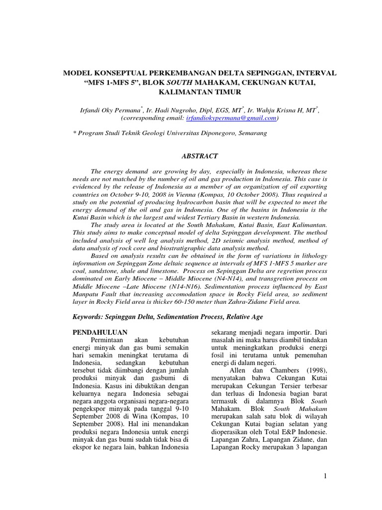 ID Model Konseptual Perkembangan Delta Sepi | PDF | Stratigraphy | Geology