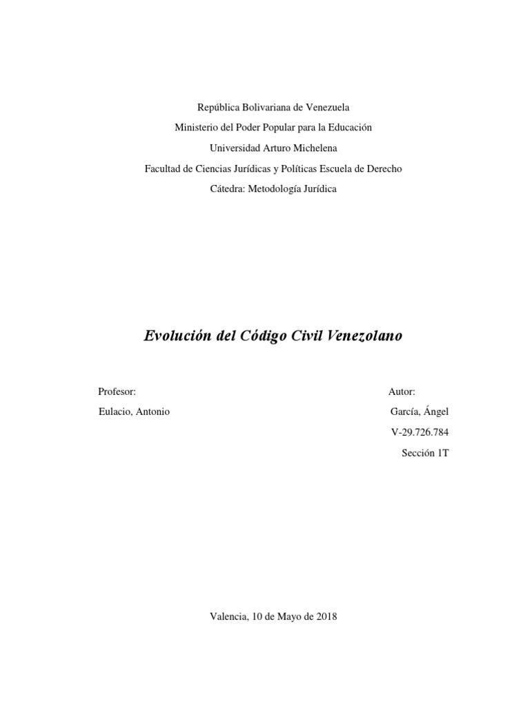 Evolución Del Código Civil | PDF | Codificación (ley) | Venezuela