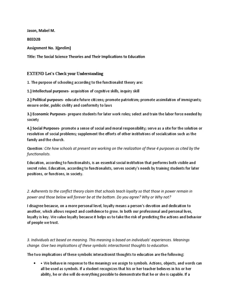 EDUC3 Assignment 3 (Prelim) | PDF | Loyalty | Power (Social And Political)