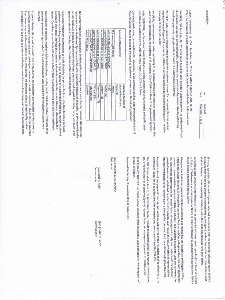 COA Guidelines On Settlement of Disallowances | PDF
