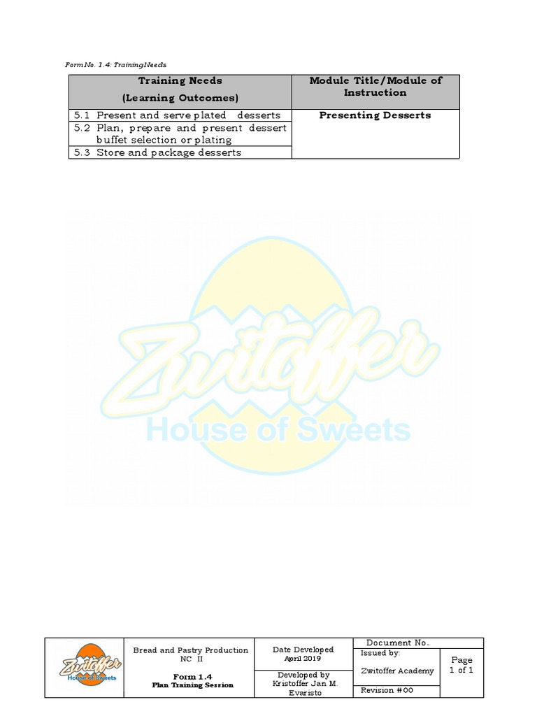 Form 1.4 Training Needs | PDF