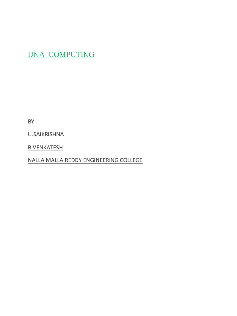What Is DNA Computing | PDF | Computing | Dna