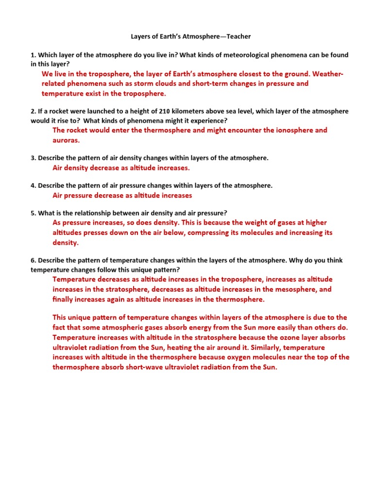 Atmosphere Virtual Lab Teacher | PDF | Atmosphere Of Earth | Atmosphere
