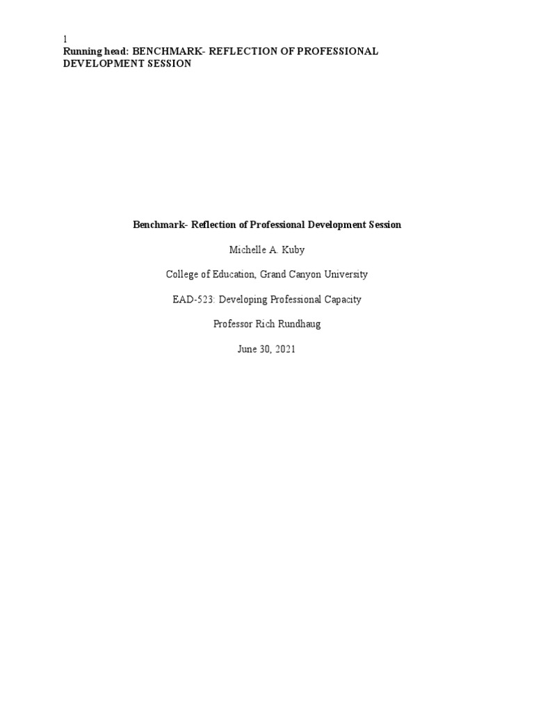 Kuby-Benchmark Reflection of Professional Development Session | PDF ...