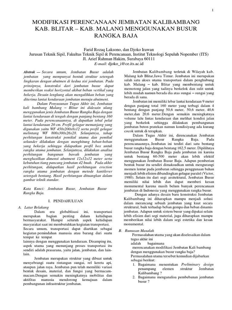 Desain Jembatan Busur Rangka Baja 160m | PDF | Teknologi & Rekayasa