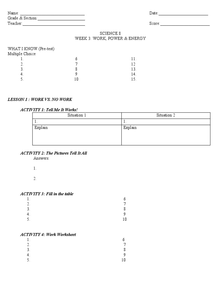 Science 8: Work, Power & Energy | PDF | Physical Quantities | Physics