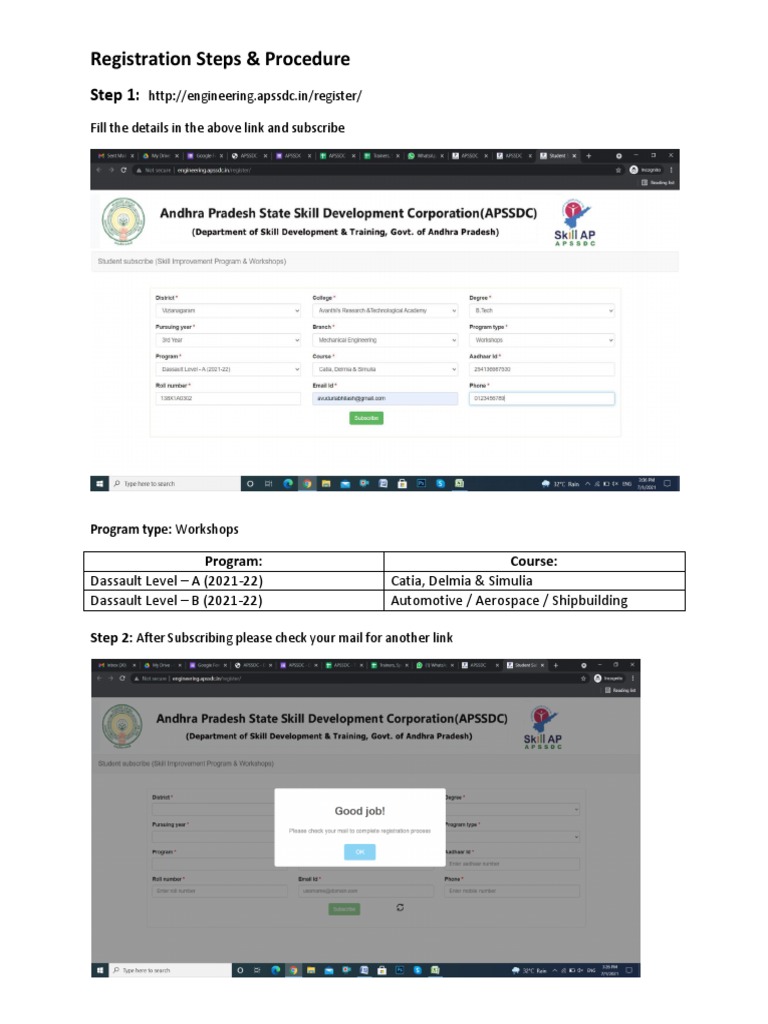 APSSDC Registration Steps | PDF