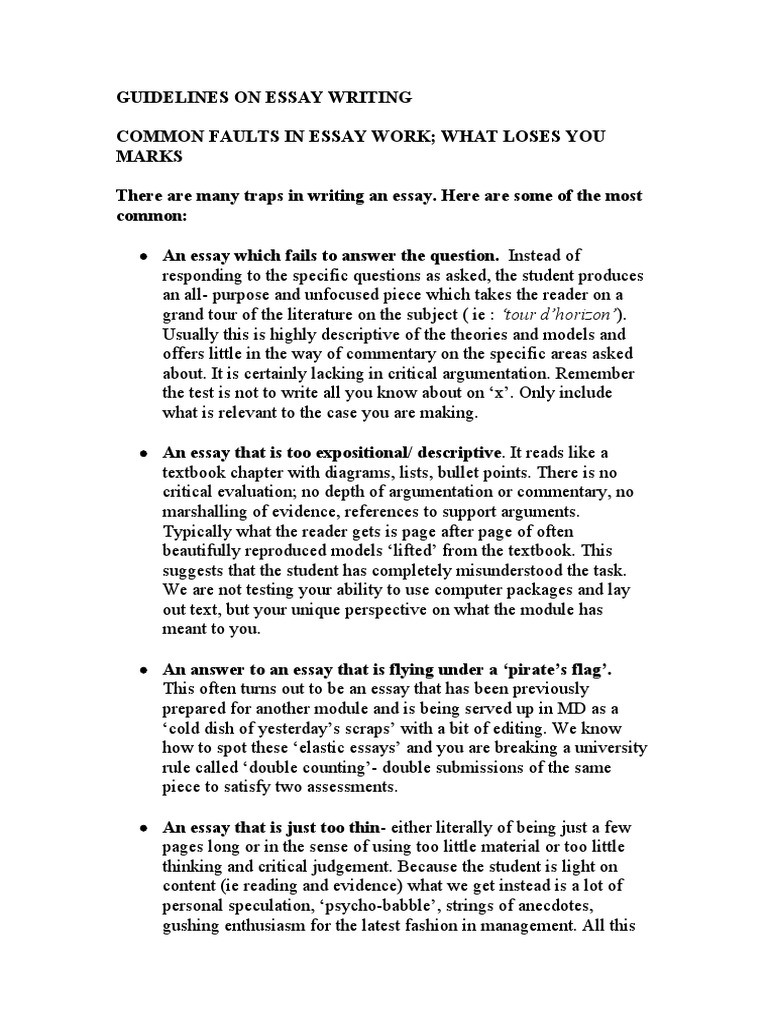 MD - Guidelines On Essay Writing | PDF | Essays | Question